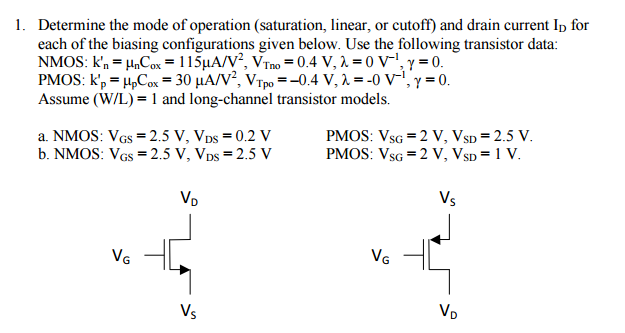 Solved Determine The Mode Of Operation Saturation Linear