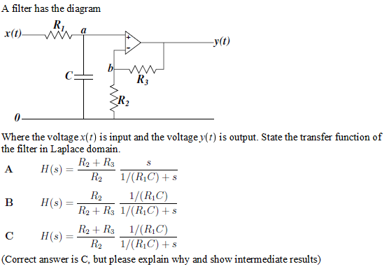 Solved A filter has the diagram Where the voltage x(t) is | Chegg.com