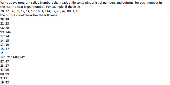 Solved Write a Java program called Numbers that reads a file | Chegg.com