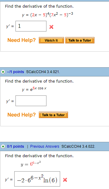 Solved Find the derivative of the function. y (2x - 5)4(7x2 | Chegg.com