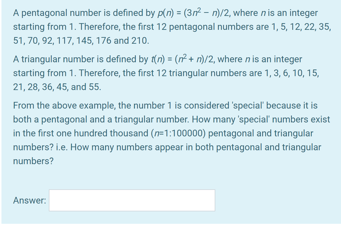 Solved A pentagonal number is defined by p(n) = (3n2 – n)/2, | Chegg.com