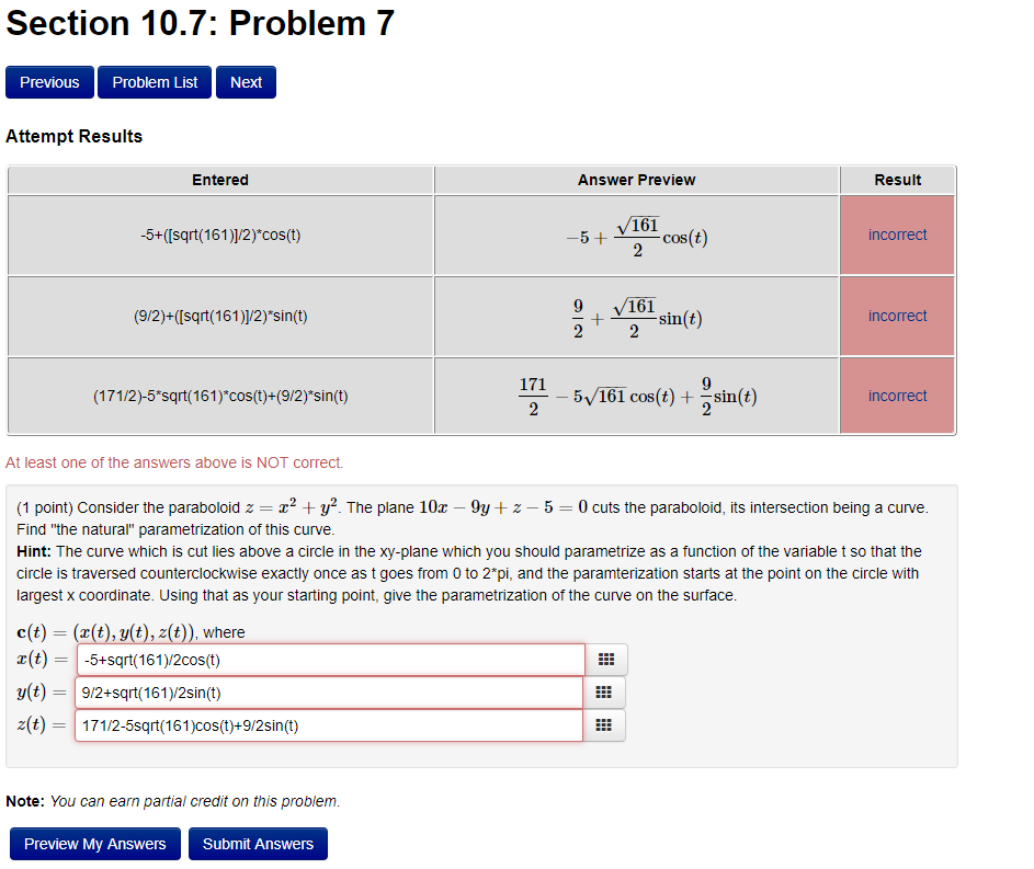 Solved Section 10.7: Problem 7 PreviousS Problem List Next | Chegg.com