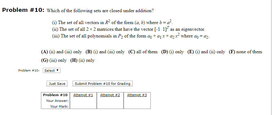 Solved Problem #10: Which of the following sets are closed | Chegg.com