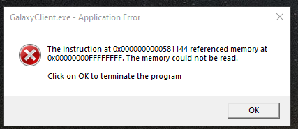 The instruction at 0x000 refereced memory at 0x000. The Memory Could ...