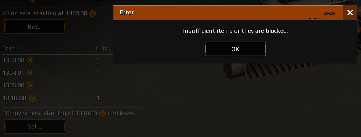 Blocked from selling? "Insufficient items or they are blocked ...