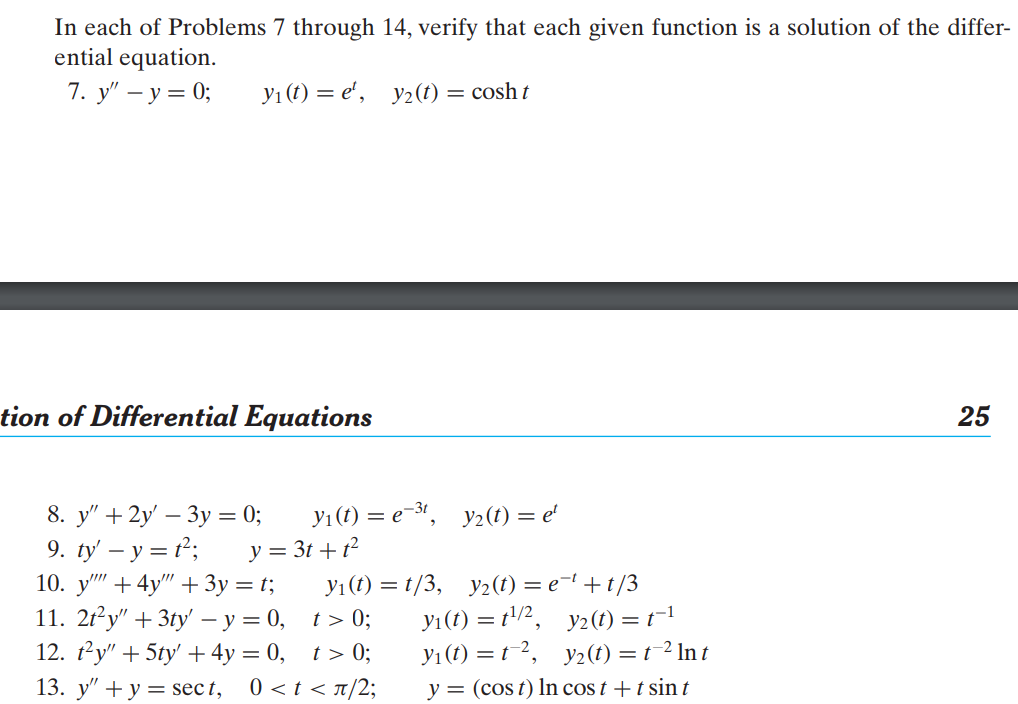 Solved In each of Problems 7 through 14, verify that each | Chegg.com