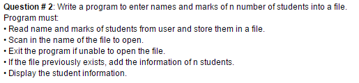 Solved Write a program to enter names and marks of n number | Chegg.com