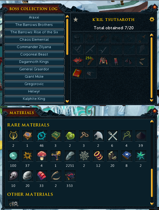 Boss collection log caps non-energy based items at 250? : r/runescape