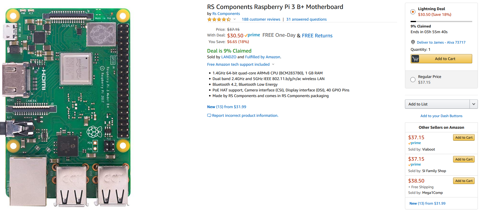 Raspberry pi 3 on sale 30.50 prime shipping! : r/raspberry_pi