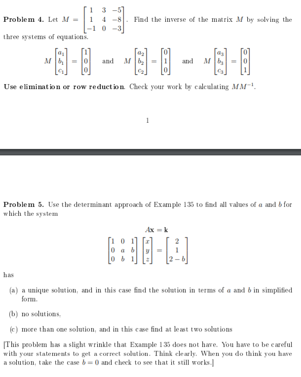 Solved 1 3-5 Problem 4. Let M 4-8. Find thenverse of the | Chegg.com