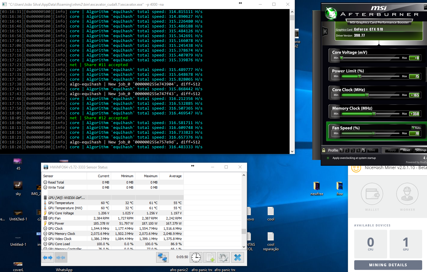 ASUS GTX 1060 3GB NiceHash mining settings : r/NiceHash