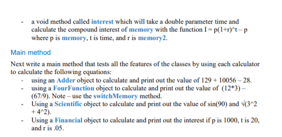 Solved You are to design a series of calculator classes, | Chegg.com