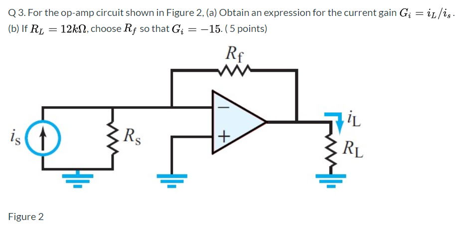 Solved Q 3. For the op-amp circuit shown in Figure 2, (a) | Chegg.com
