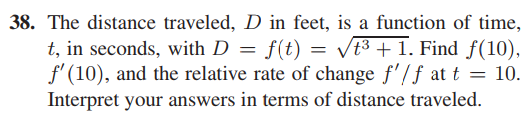 Solved 38. The distance traveled, D in feet, is a function | Chegg.com
