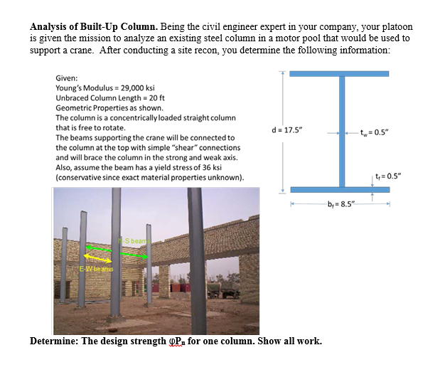 Solved Analysis of Built-Up Column. Being the civil engineer | Chegg.com