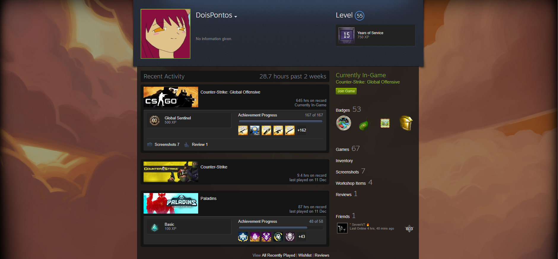 [Prime] 644Hours / LEM Rank / LvL 55 Steam / Loyalty Badge and 10 year ...