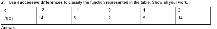 Solved 2. Use successive differences to classify the | Chegg.com