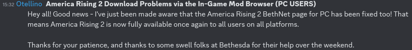 [Fo4] Status update for America Rising 2 on Xbox (and PC) : r/FalloutMods