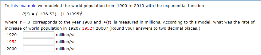 Solved In this example we modeled the world population from | Chegg.com