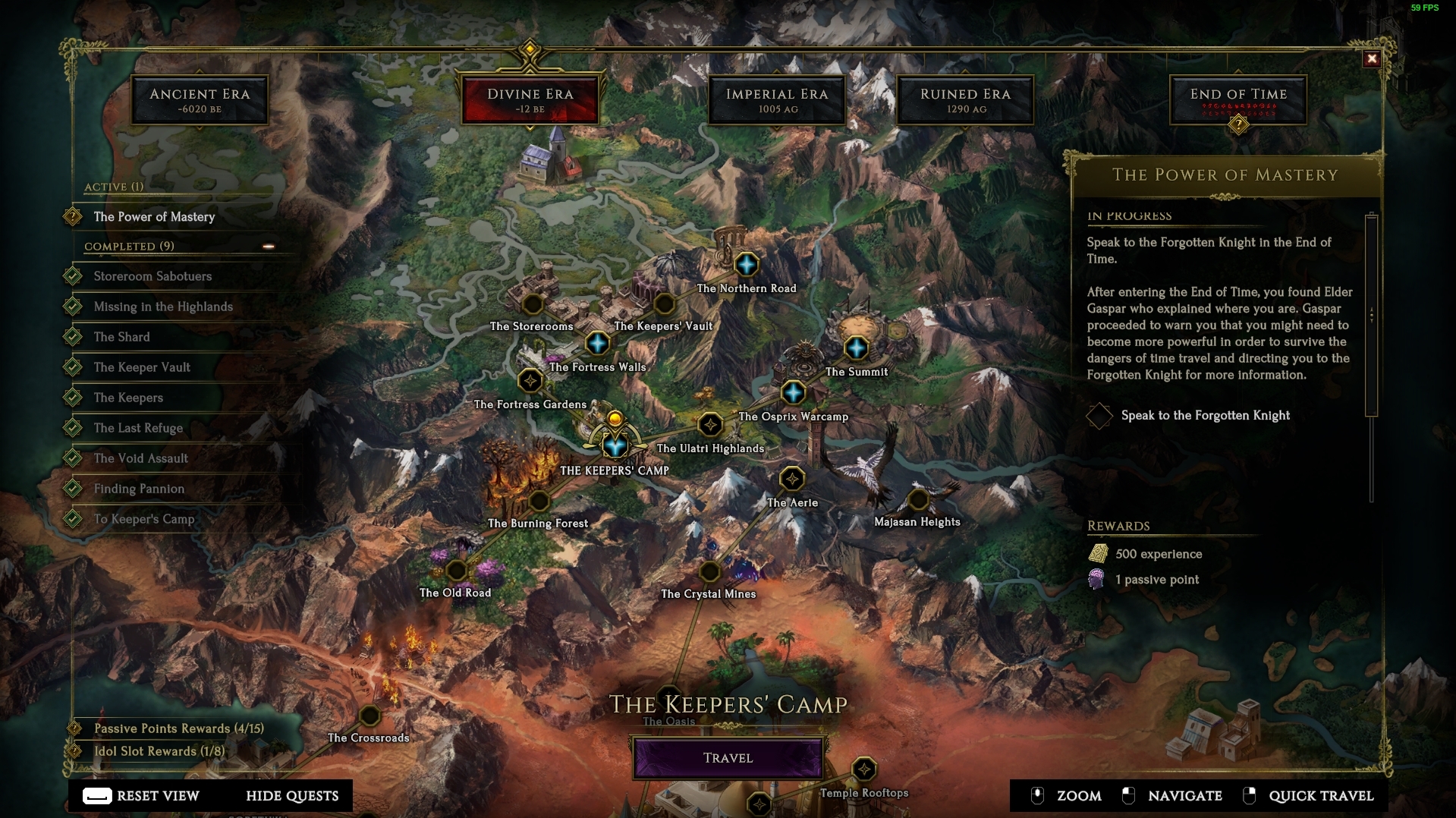 All my quests were auto completed and I cant proceed from Keepers' Camp ...