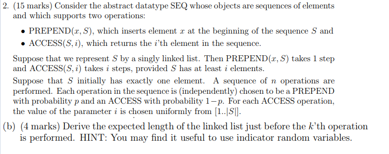 (Solved) : 2 15 Marks Consider Abstract Datatype Seq Whose Objects ... (Solved) : 2 15 Marks Consider Abstract Datatype Seq Whose Objects ...