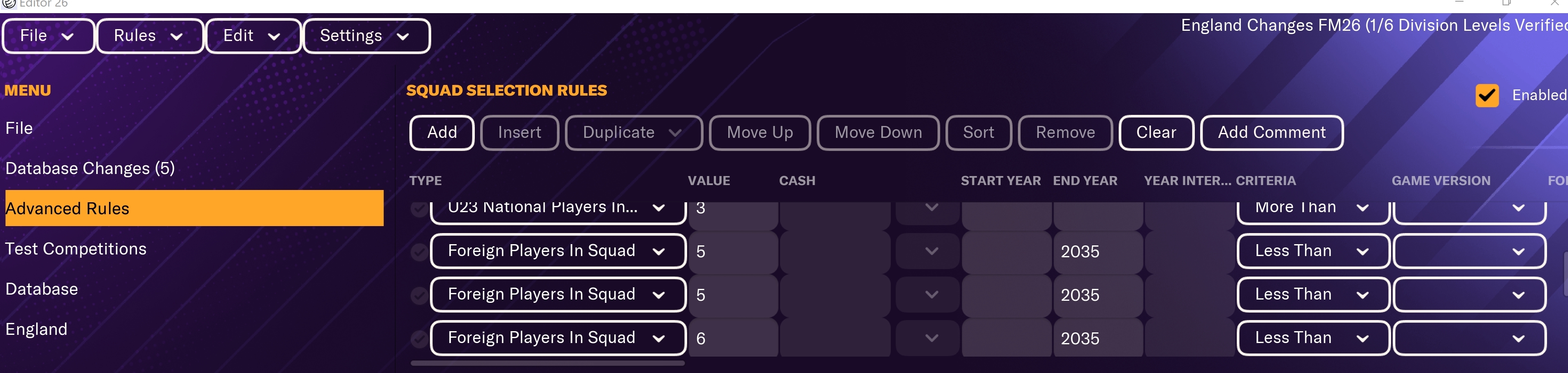 Fixture rule changes not showing in game - Pre-Game Editor - Sports ...