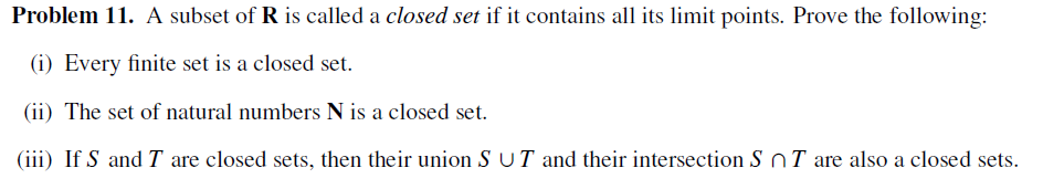 Solved Problem 11 A Subset Of R Is Called A Closed Set If
