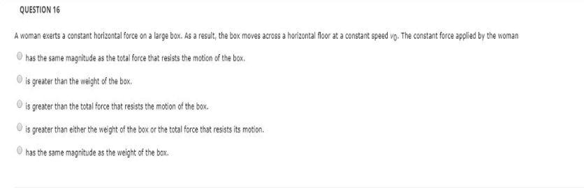 Solved QUESTION 16 A woman exerts a constant horizontal | Chegg.com Solved QUESTION 16 A woman exerts a constant horizontal | Chegg.com