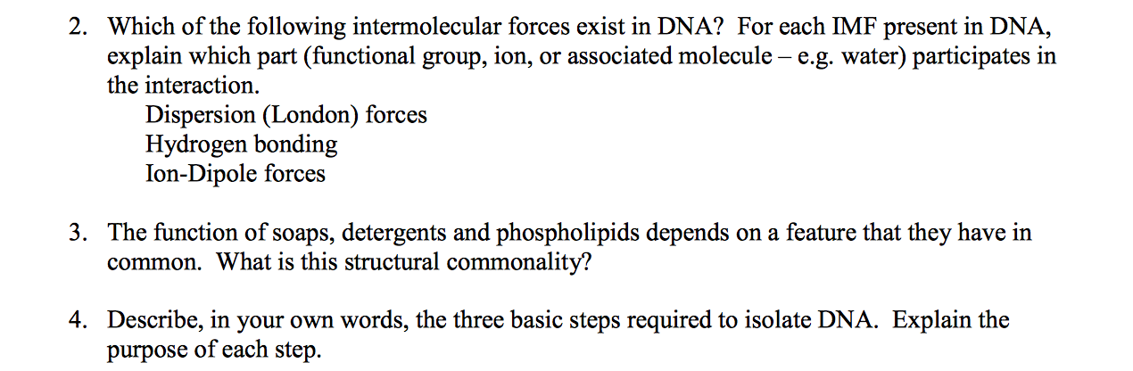 Solved 2. Which of the following intermolecular forces exist | Chegg.com