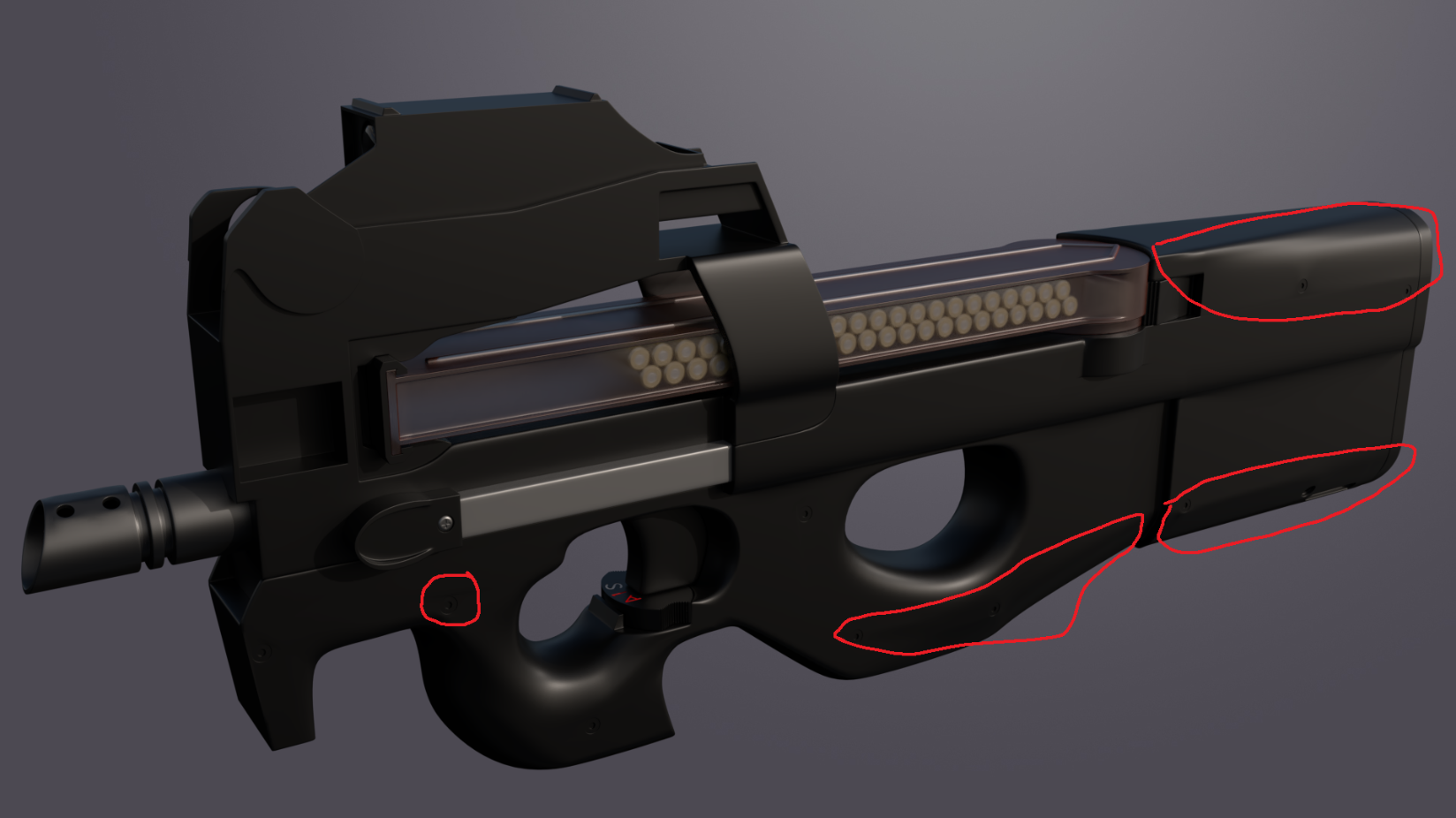 My first try at a realistic render, with the P90 Submachine Gun : r/blender
