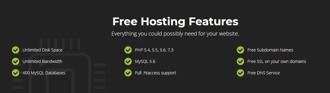  Free WebHosting InfinityFree Unlimited Disk Space BW 400 MySQL Dtb Free SSL Subdomain 