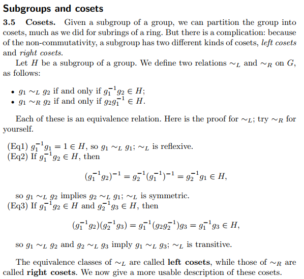 group theory - The benefits of first presenting cosets as an ...