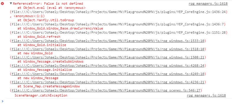 "ReferenceError false not defined" | RPG Maker Forums