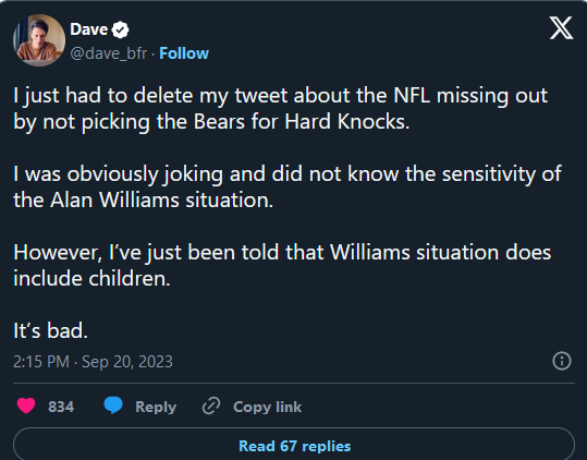 Bears DC Alan Williams resigns; house was not raided | Page 2 | Sports ...