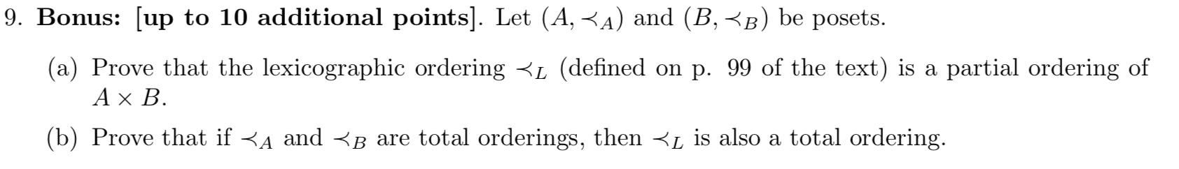 Solved 9. Bonus: [up to 10 additional points]. Let (A, A) | Chegg.com