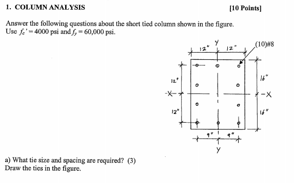 [10 Points] 1. COLUMN ANALYSIS Answer the following | Chegg.com