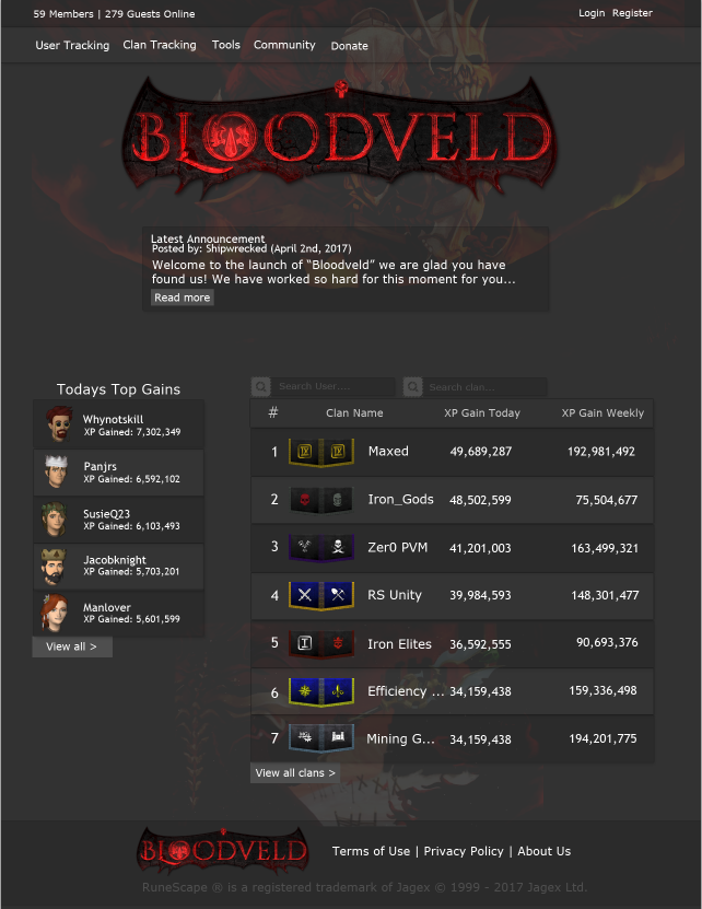 Bloodveld - RS3 Statistic Tracking | Rune-Server