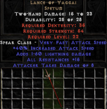 Paying 20 Fgs For Lance Of Yaggai - Topic - d2jsp