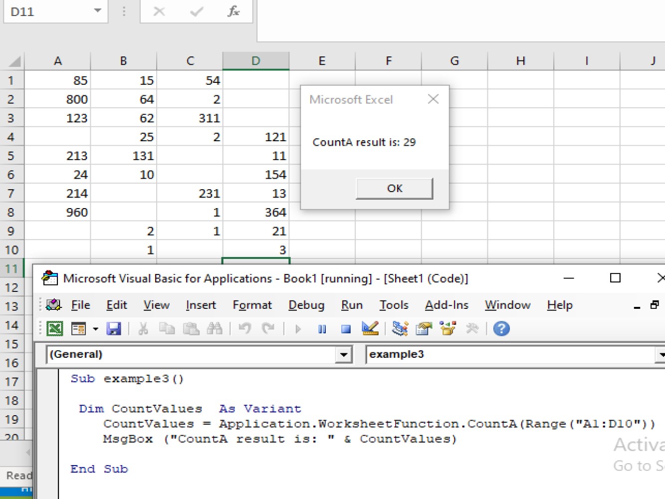 Vba Counta How To Use Counta Function In Excel Using Vba Code Www 