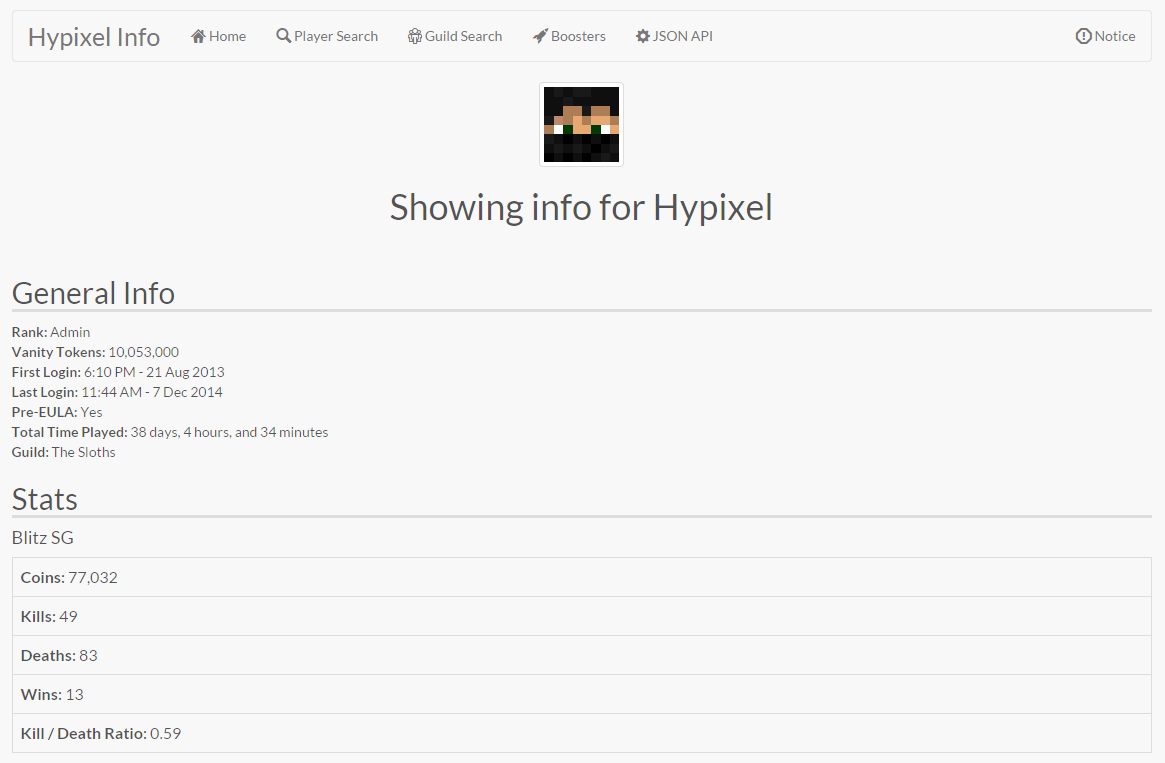 [WEB] HypixelInfo » A simple HypixelAPI-Based info browser | Hypixel Forums