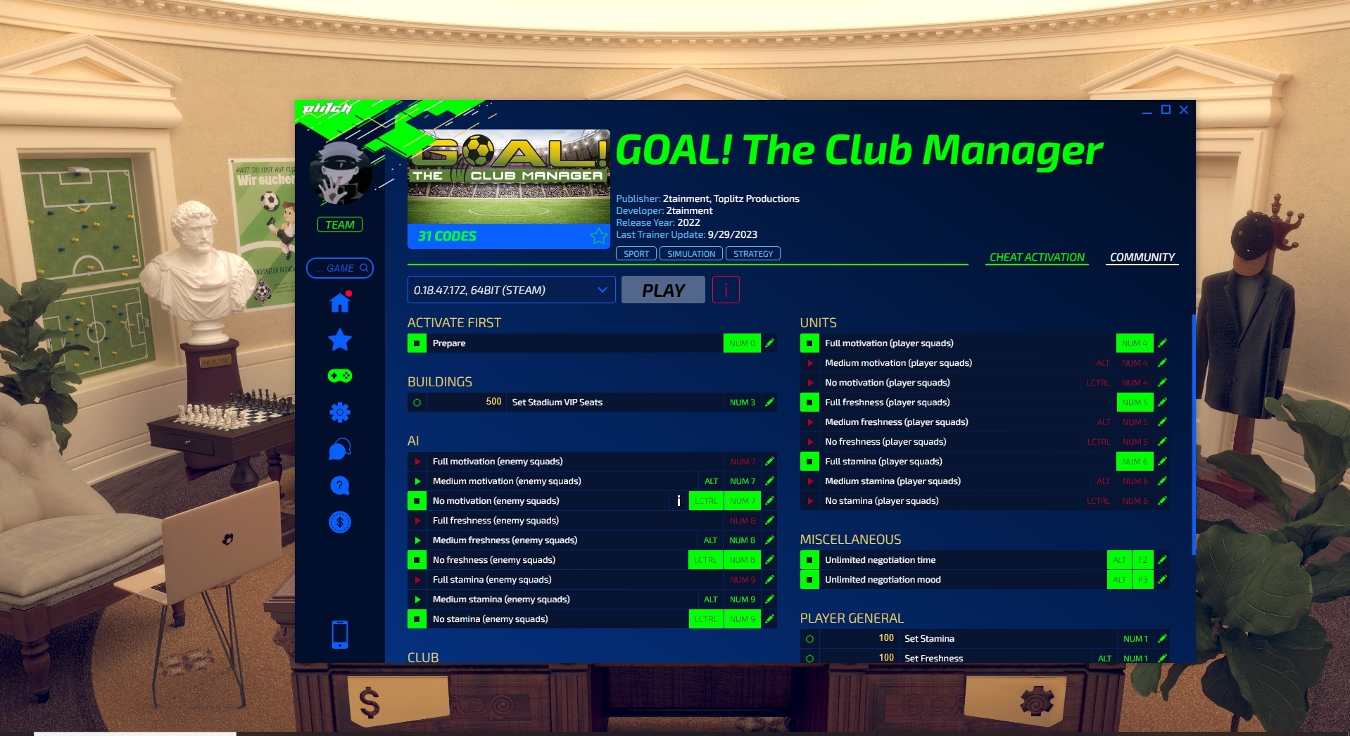 Anstoss - Der Fussballmanager PC Cheats & Trainer ᐅ 31 Cheat-Codes | PLITCH