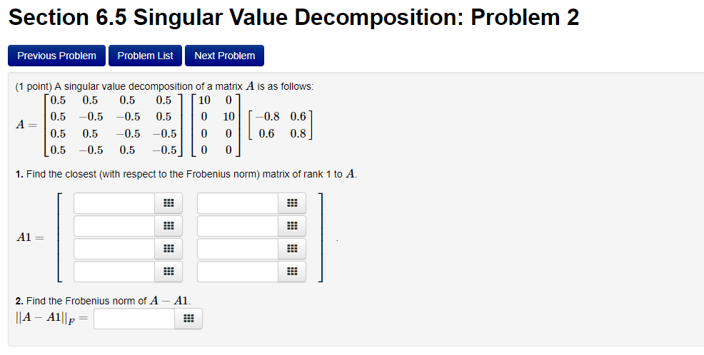 Solved Section 65 Singular Value Decomposition Problem 2 9705