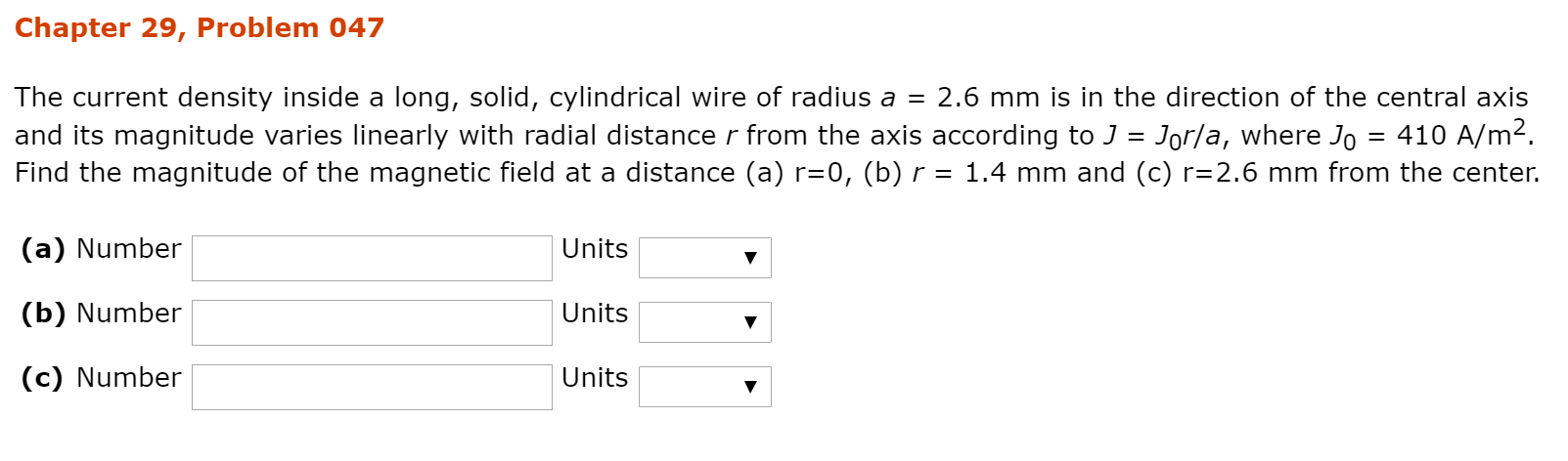 Solved Chapter 29, Problem 047 The current density inside a | Chegg.com