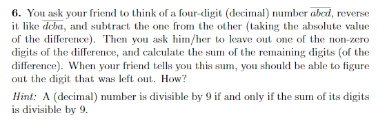Solved 6. You ask your friend to think of a four-digit | Chegg.com