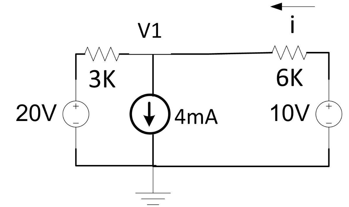 Solved V1 3K 6K 20 4mA0V | Chegg.com