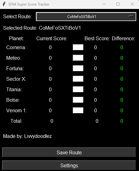 GitHub - livvydoodlez/SF64-Super-Score-Tracker: Star Fox 64 Score ...