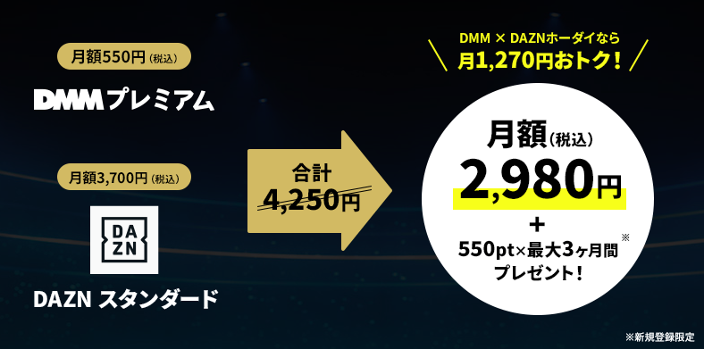 月1270円オトク『DMM×DAZNホーダイ』 ＆ 月額550円で新作アニメ100％『DMM TV』 さらに3カ月間「毎月550ポイント」プレゼント！ : ゲームかなー速