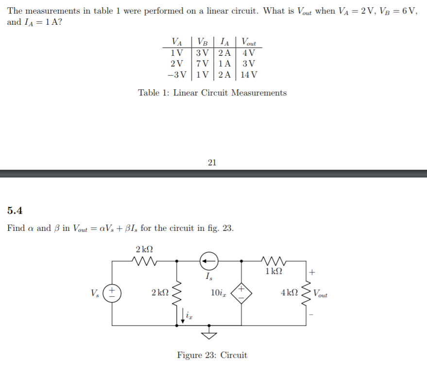 Solved The measurements in table 1 were performed on a | Chegg.com