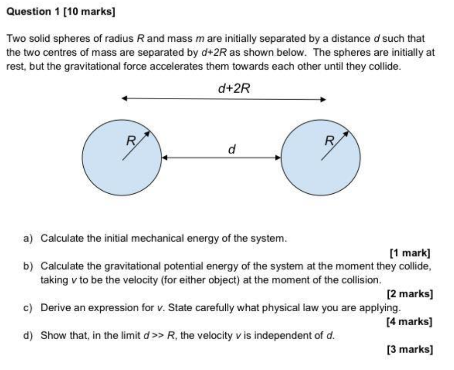 Solved Question 1 (10 marks] Two solid spheres of radius R | Chegg.com