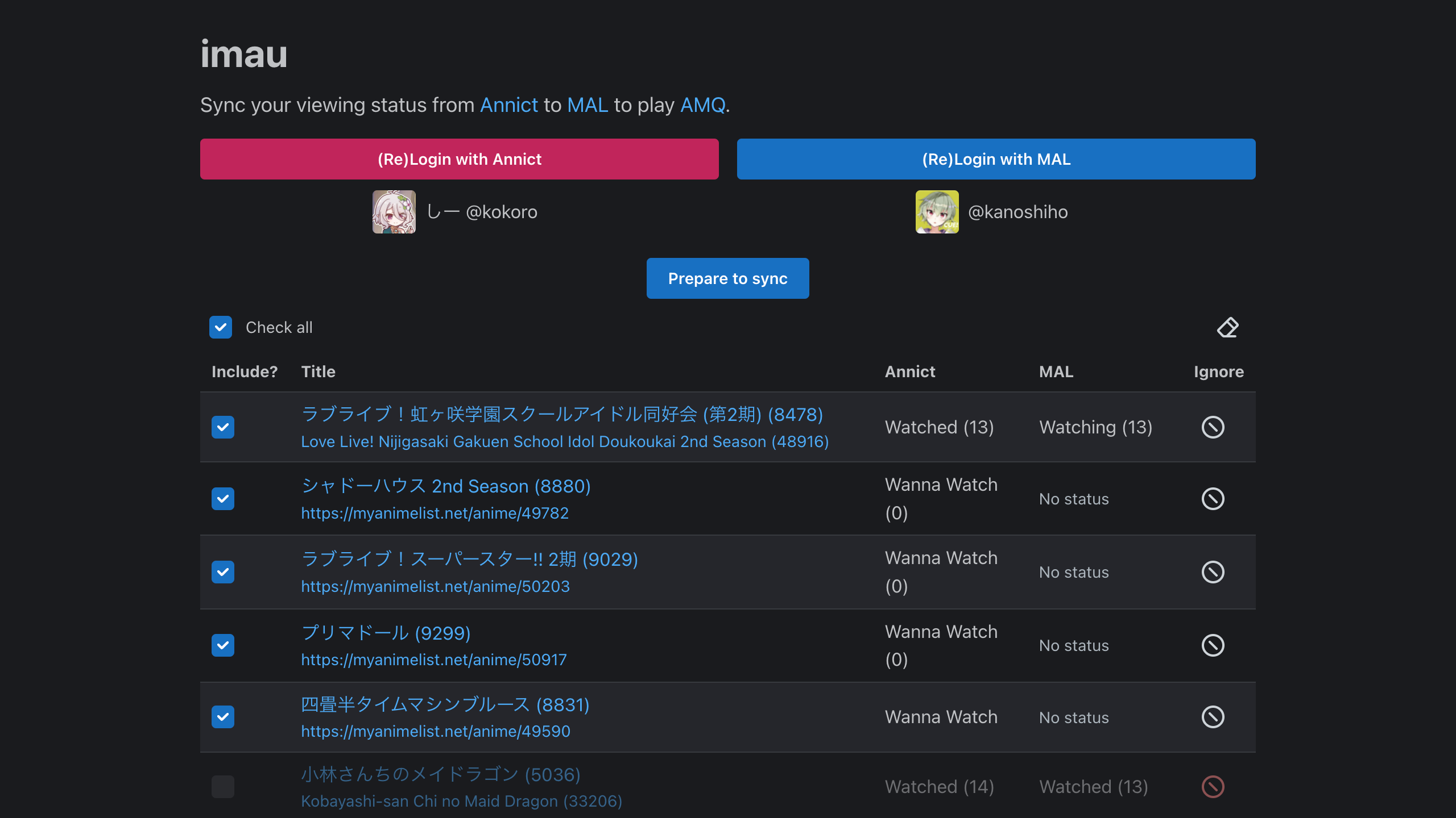 GitHub - rinsuki-lab/imau-anilist: Annict to AniList